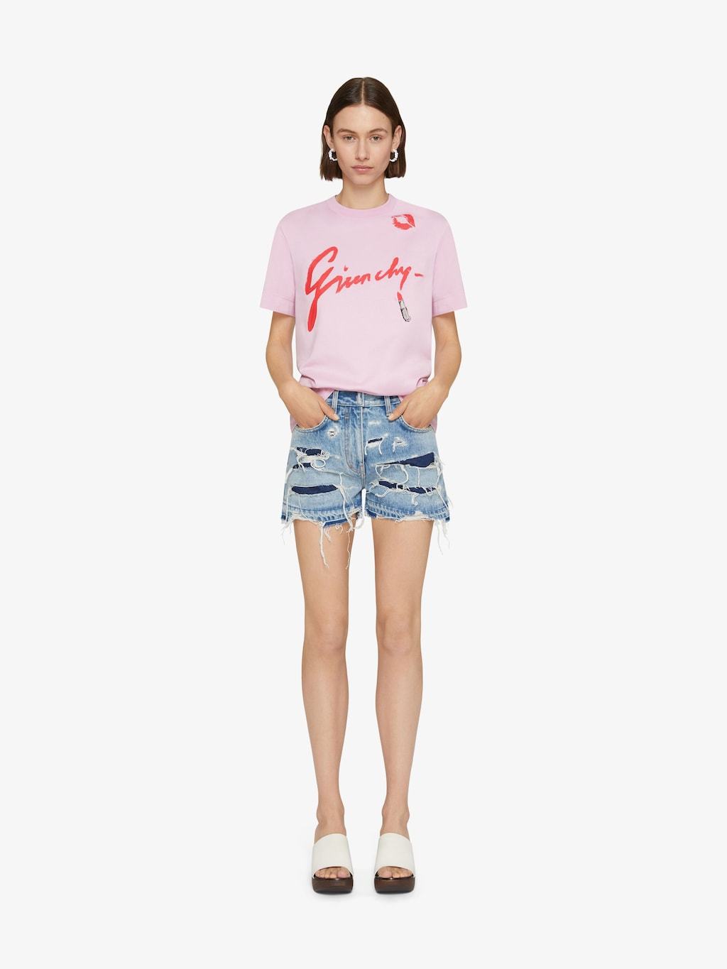 GIVENCHY Givenchy Mini Distressed Denim Shorts